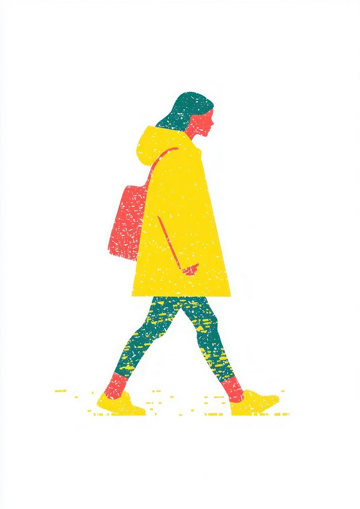 woman walking illustration person minimalist. | Free Photo Illustration ...