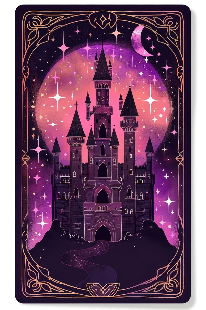 Tarot card purple castle stars. | Free Photo Illustration - rawpixel
