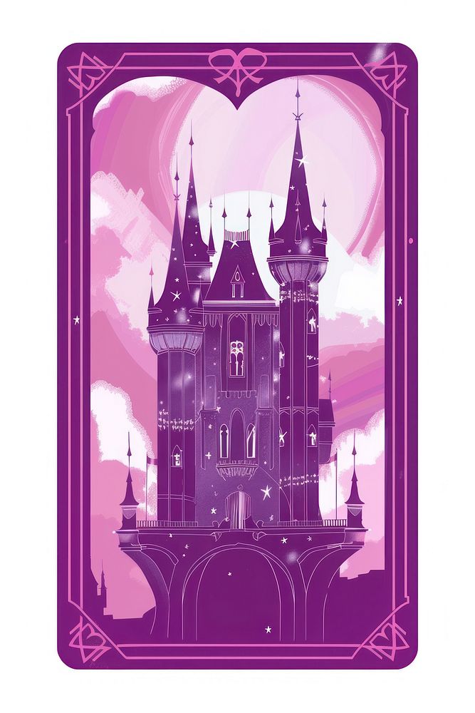 Tarot card purple castle pink. | Free Photo Illustration - rawpixel