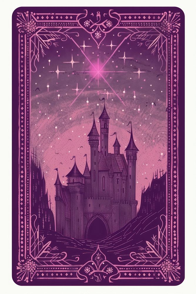 Tarot card purple castle stars. | Free Photo Illustration - rawpixel