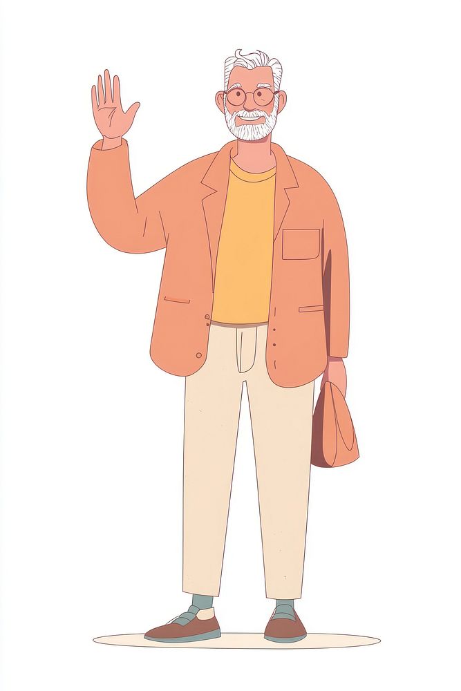 2 senior man waving illustration | Free Photo Illustration - rawpixel