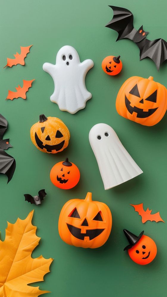 Collage halloween jack-o-lantern decorations arrangement. | Free Photo ...