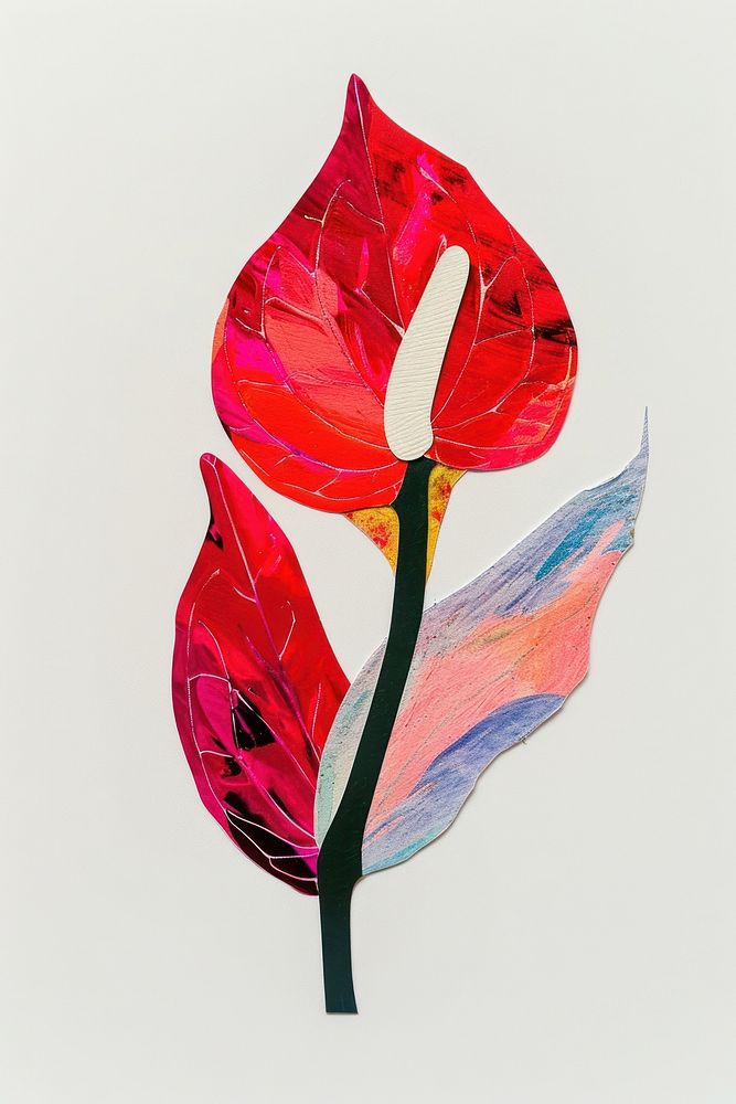 Red anthuriums paper cut illustration | Free Photo Illustration - rawpixel
