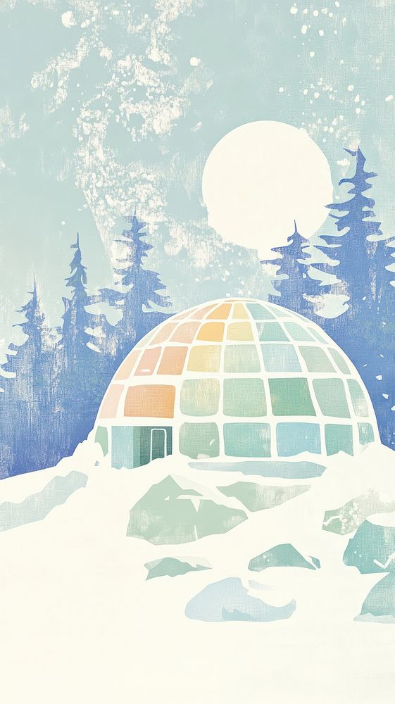 Igloo wallpaper mobile snow mobile | Free Photo Illustration - rawpixel