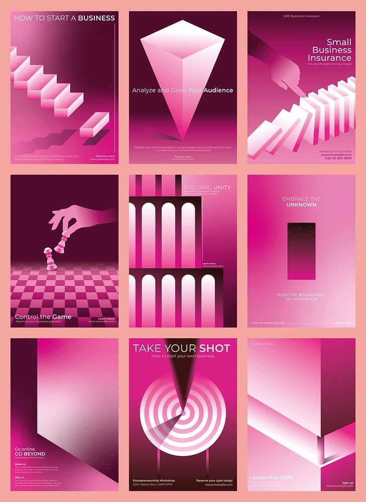 Pink-themed business posters geometric designs. | Free Vector - rawpixel