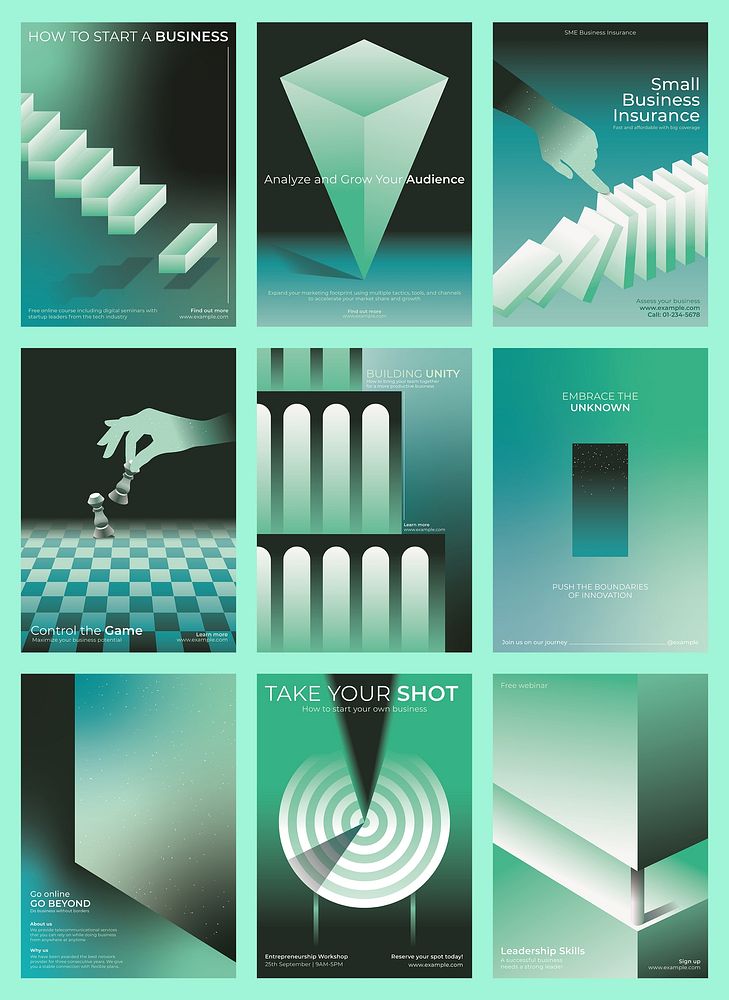 Business-themed posters geometric designs. Focus | Free Vector - rawpixel
