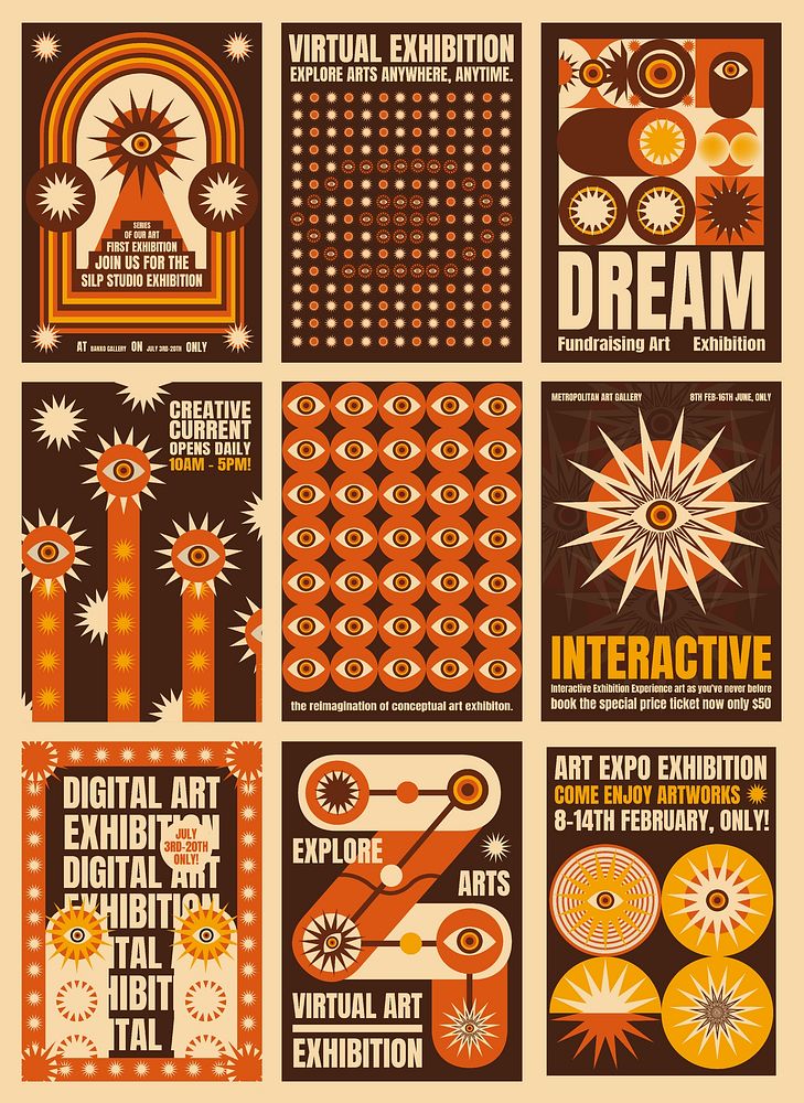 Retro psychedelic retro posters bold | Free Vector - rawpixel