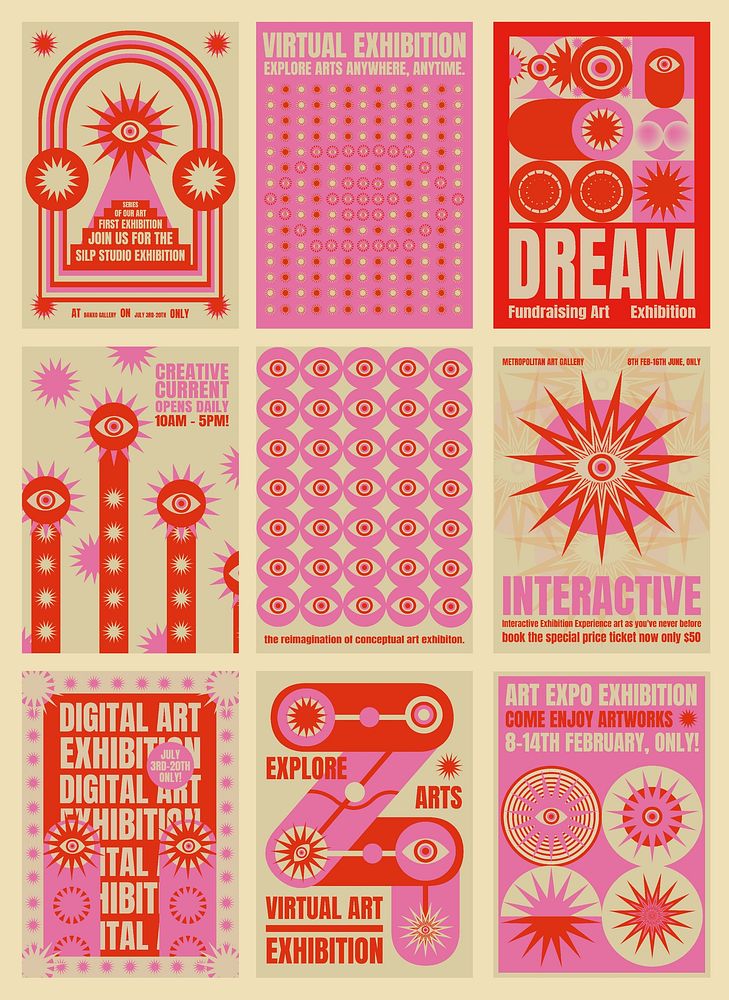 Colorful art exhibition posters bold | Free Vector - rawpixel