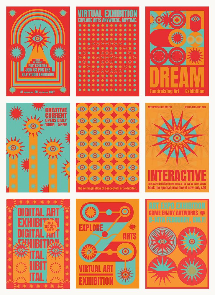 Colorful art exhibition posters bold | Free Vector - rawpixel