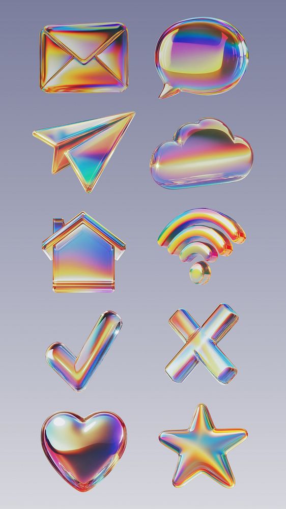 Colorful 3D glass icons | Free Photo - rawpixel