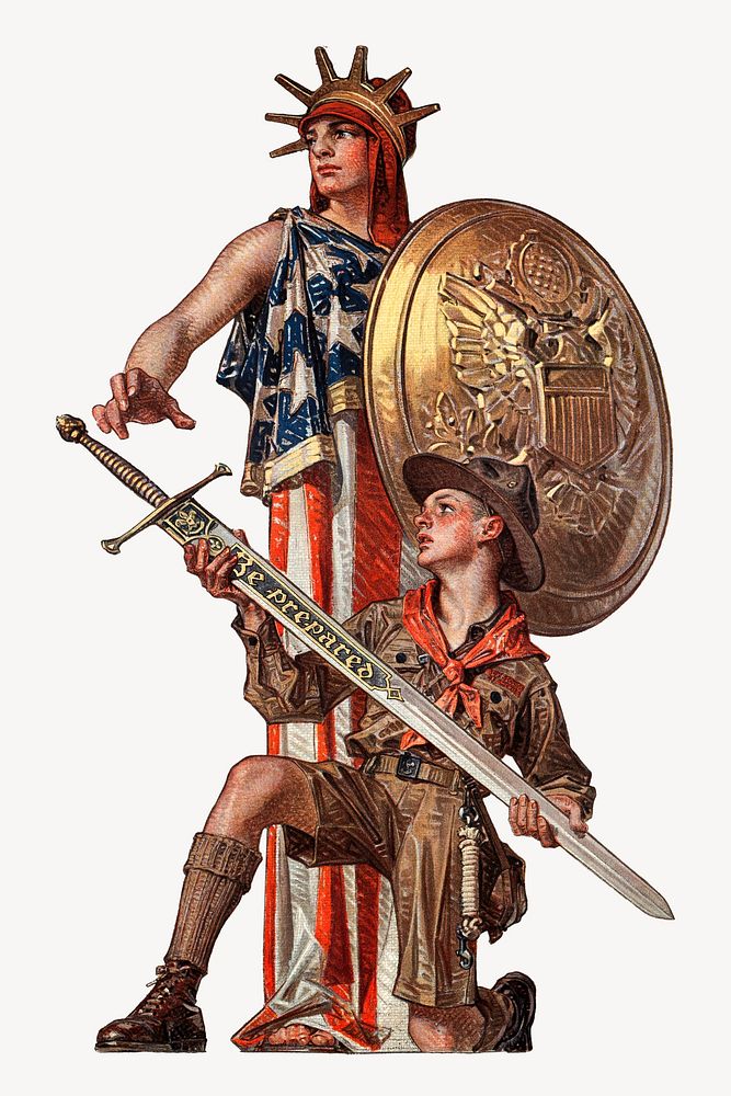 Patriotic scout with symbolic guardian. | Free Photo Illustration ...