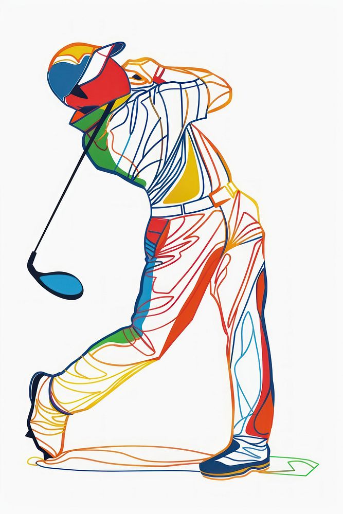 Line drawing golf player art | Free Photo Illustration - rawpixel
