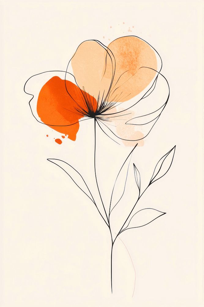 Single-line aesthetic flower art minimalist | Free Photo Illustration ...