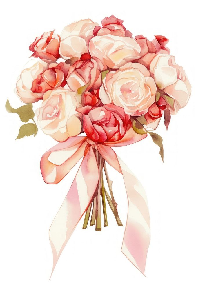 Pastel coquette red rose bouquet | Free Photo Illustration - rawpixel