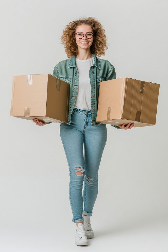 Woman carrying boxes and cardboard | Free Photo - rawpixel