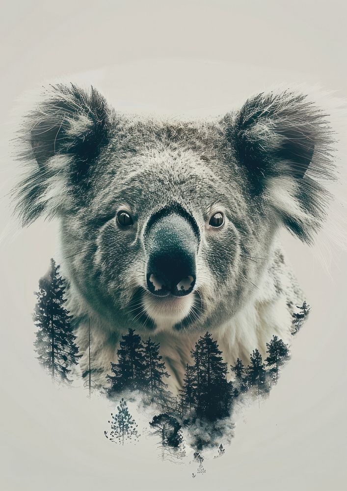 Koala trees wildlife exposure animal | Premium Photo Illustration ...