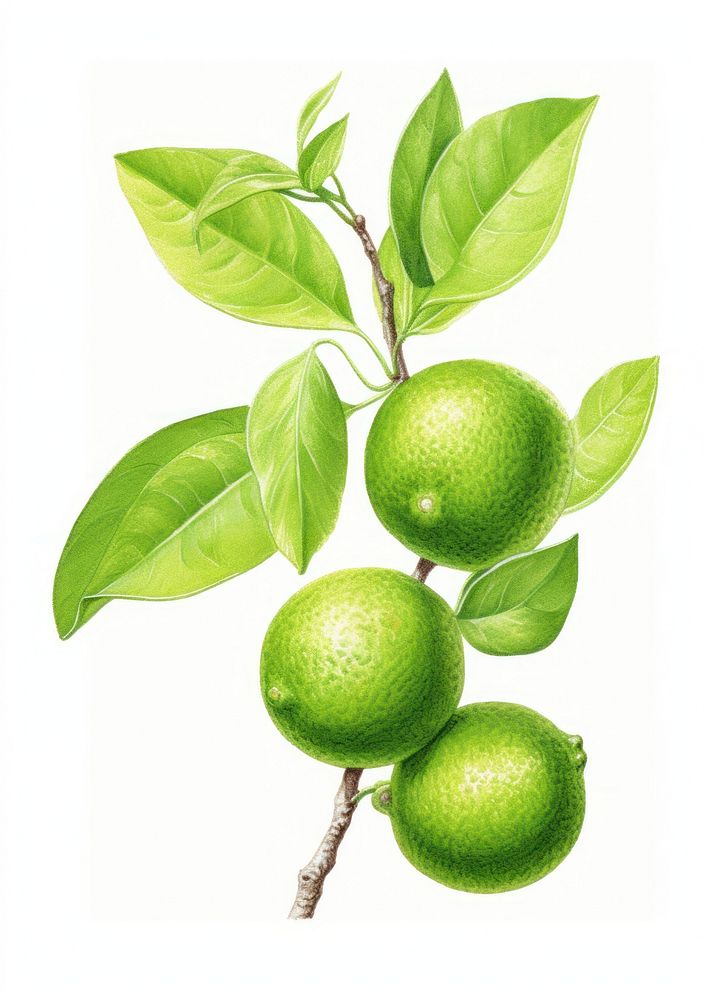 Green lime branch illustration botanical | Free Photo Illustration ...