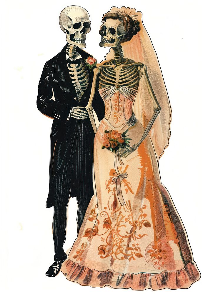 Skeleton wedding dress illustration skeleton | Free Photo Illustration - rawpixel