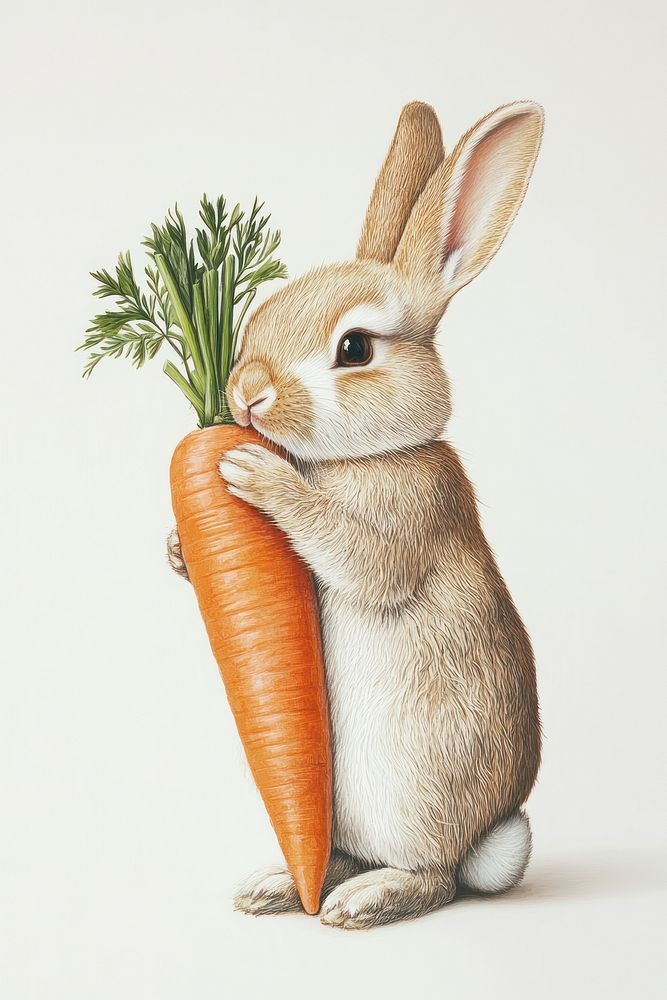 Rabbit sitting carrot animal bunny | Free Photo Illustration - rawpixel
