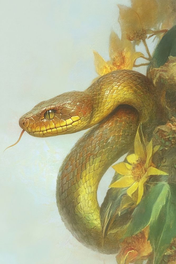 Snake illustration sunflower depiction. | Free Photo Illustration ...