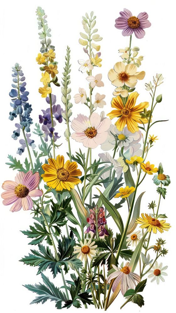 Vintage illustration Wild flowers art | Free Photo Illustration - rawpixel