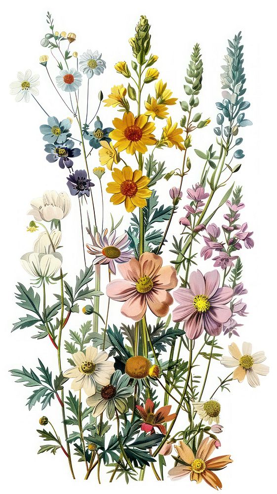Vintage illustration Wild flowers art | Free Photo Illustration - rawpixel