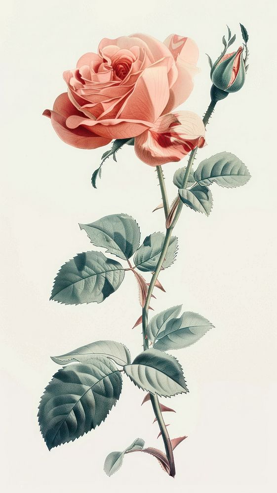 Red rose flower art illustration | Free Photo Illustration - rawpixel