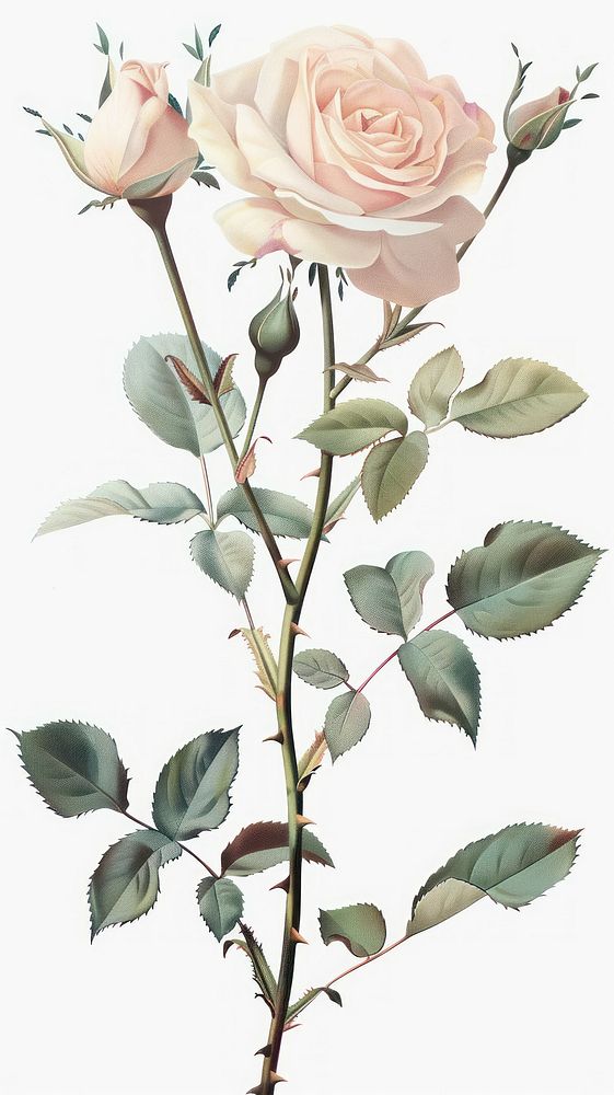 Pink rose flowers art illustration | Free Photo Illustration - rawpixel