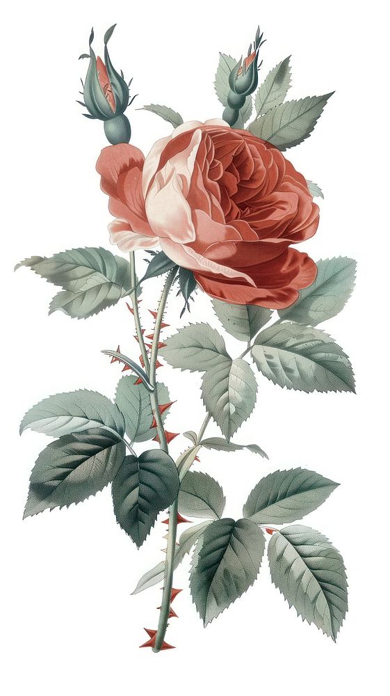 Red rose flower art illustration | Free Photo Illustration - rawpixel