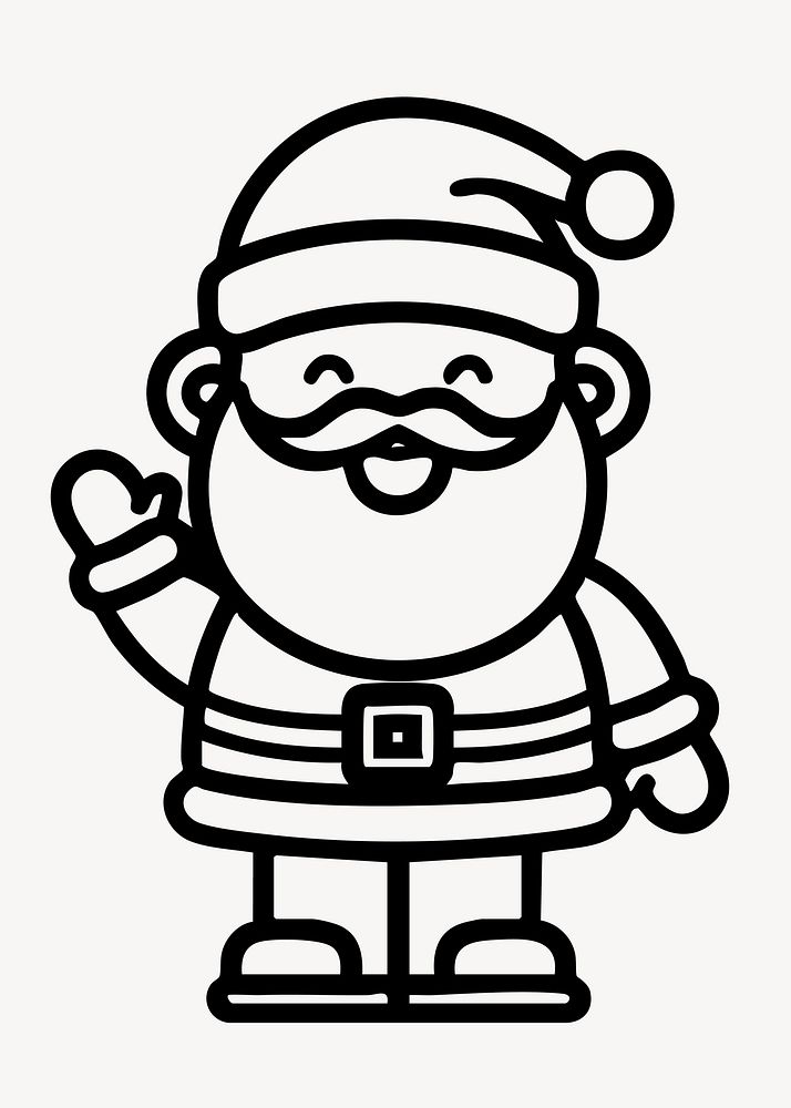 Cheerful cartoon Santa outline vector | Free Vector - rawpixel