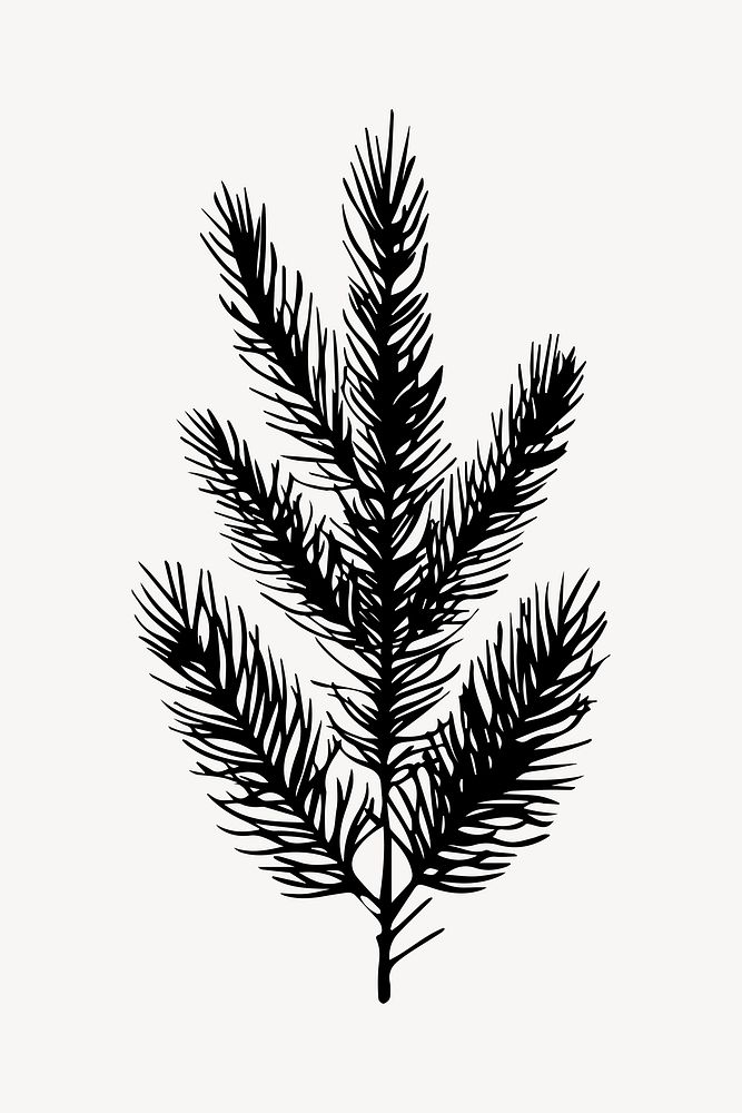 Minimalist pine branch silhouette art. | Free Photo Illustration - rawpixel