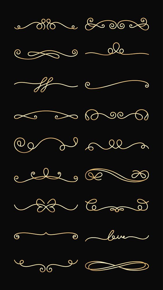 Elegant gold dividers black. Swirls, | Premium Vector - rawpixel