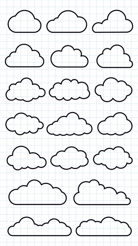 Grid paper 18 cloud outlines | Premium Vector - rawpixel