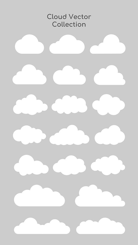 Cloud vector collection gray background. | Premium Vector - rawpixel