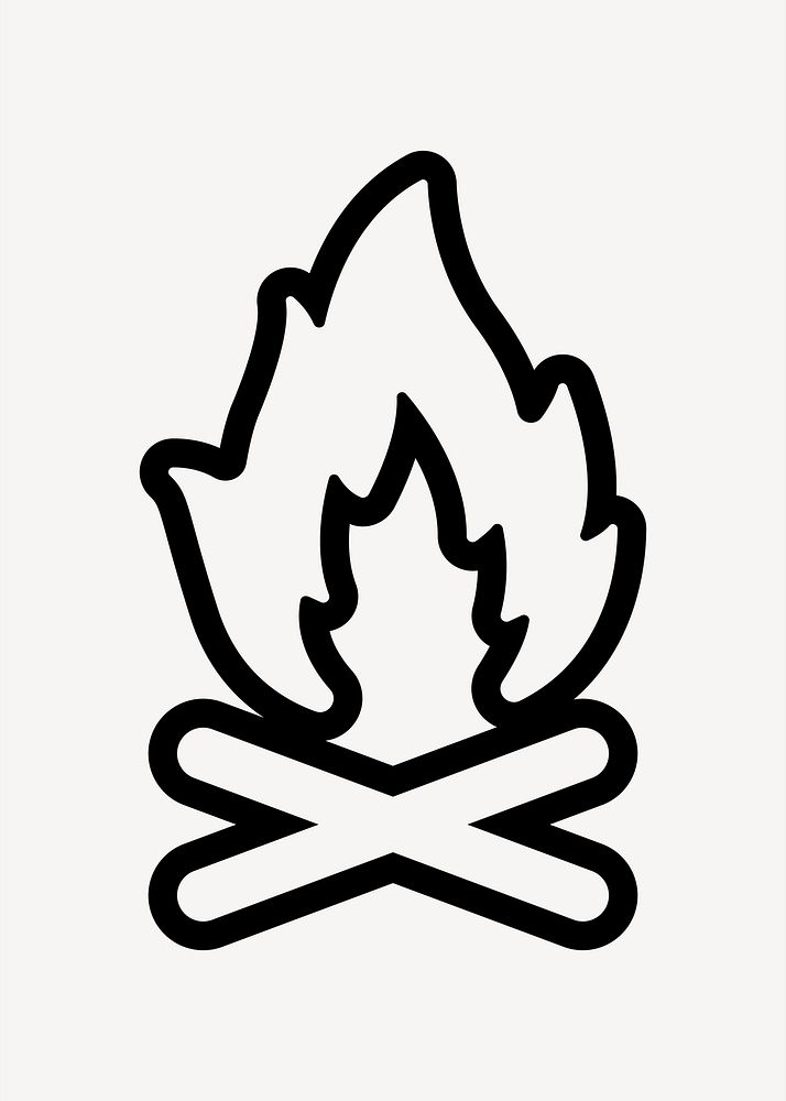 Minimalist campfire line art, UI | Free Photo Illustration - rawpixel
