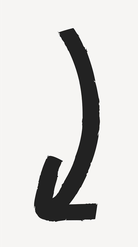 Bold hand-drawn curved arrow element | Free Photo Illustration - rawpixel