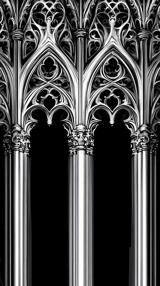 Gothic pillars pattern illustration wallpaper | Free Photo Illustration - rawpixel
