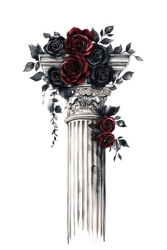 Greek pillar roses architecture illustration. | Free Photo Illustration ...