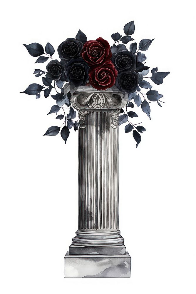 Greek pillar roses architecture column | Free Photo Illustration - rawpixel