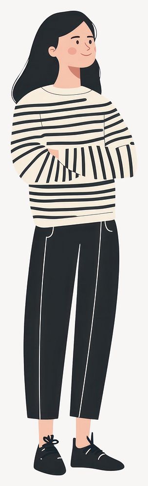 Woman thinking standing illustration pants | Free Vector - rawpixel