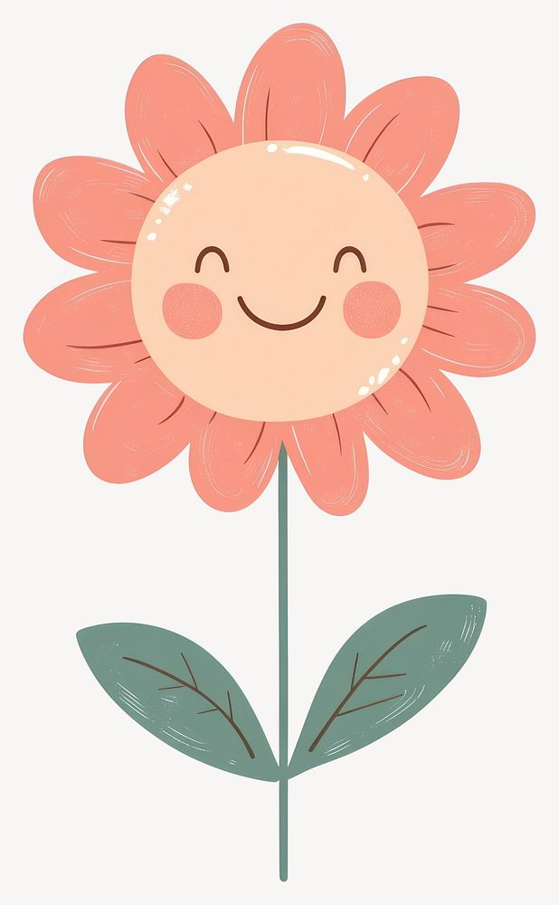 Cute smiling pink flower illustration | Free Vector - rawpixel