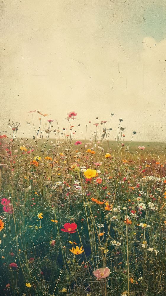 Flowers wallpaper landscape field aesthetic. | Free Photo - rawpixel