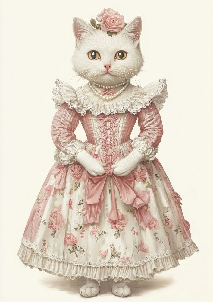 Cat costume wearing Rococo style | Free Photo Illustration - rawpixel