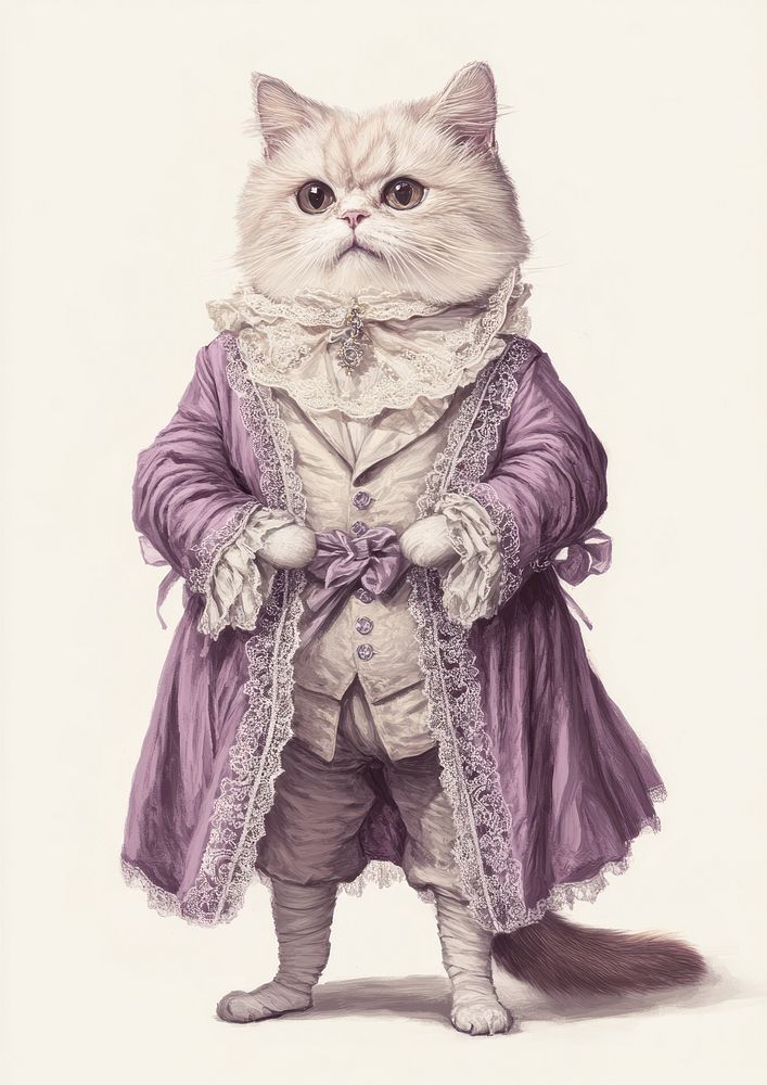 Persian cat costume wearing Rococo | Free Photo Illustration - rawpixel
