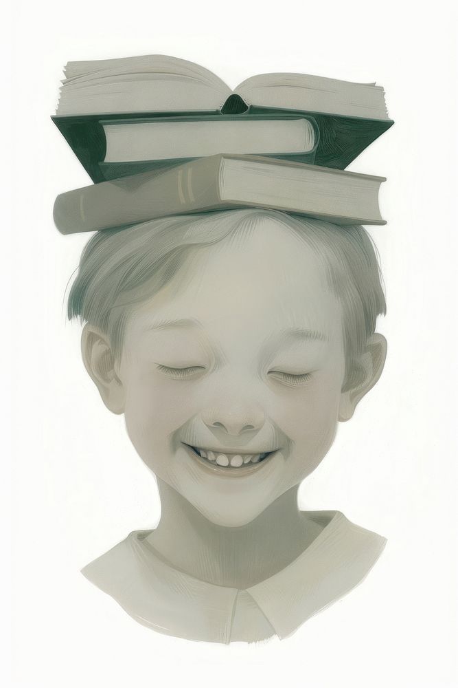 Happy girl head books photography. | Free Photo Illustration - rawpixel