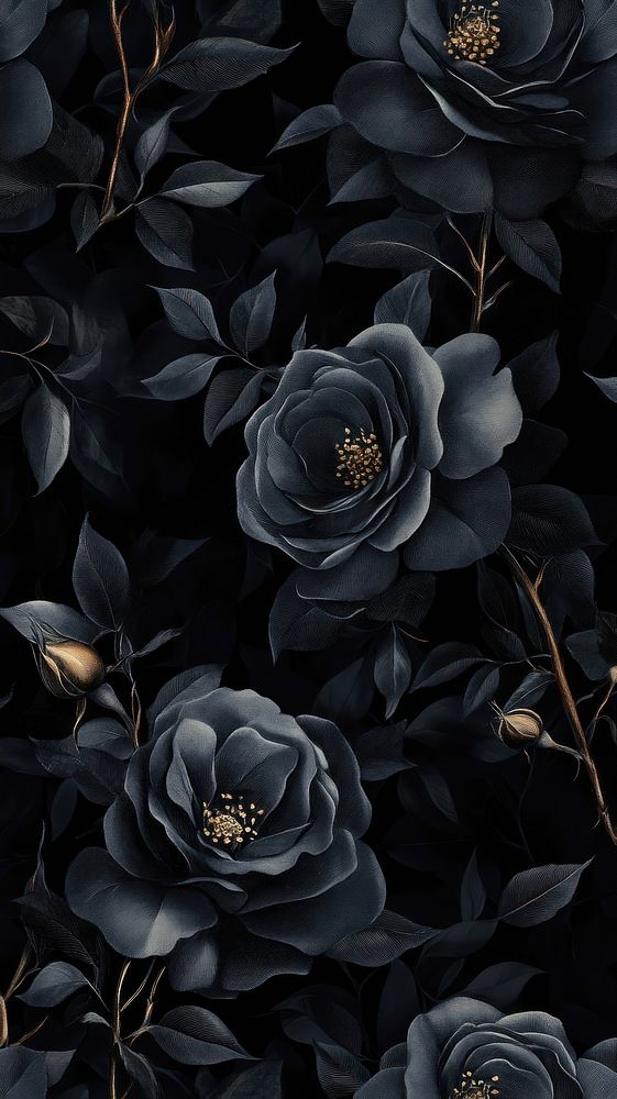 Vintage maximalist wallpaper black rose | Free Photo Illustration ...