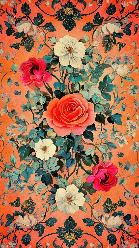 Vintage maximalist wallpaper rose pattern | Free Photo Illustration ...