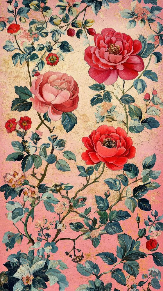 Vintage maximalist wallpaper rose pattern | Free Photo Illustration ...