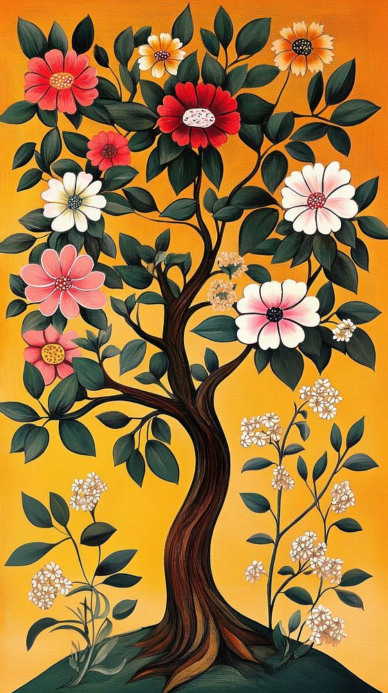 Vintage maximalist wallpaper tree art | Free Photo Illustration - rawpixel