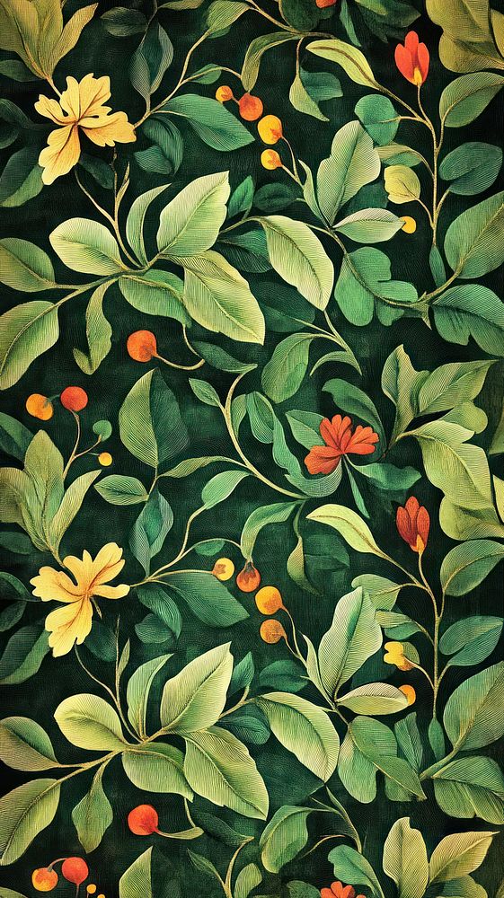 Vintage maximalist wallpaper leaves pattern | Free Photo Illustration ...